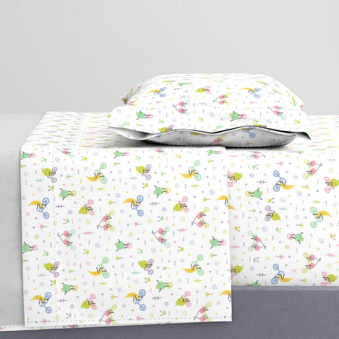 Whimsical Fruit Sheets - Fruits on Bikes by Kondratya - Bicycles Fun ...