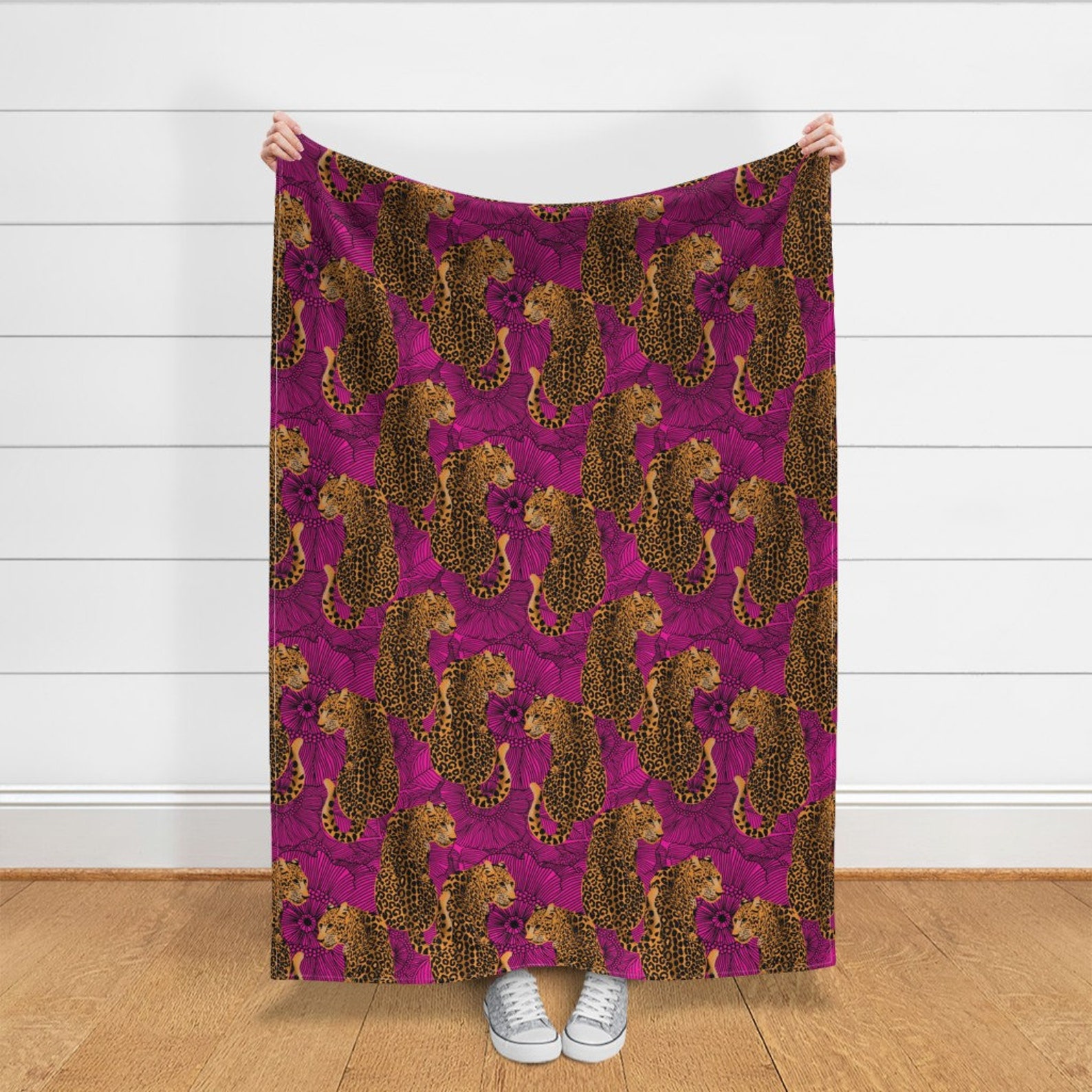 Maximalist Leopard Throw Blanket - Hot Pink Large Safari Zoo Bright ...