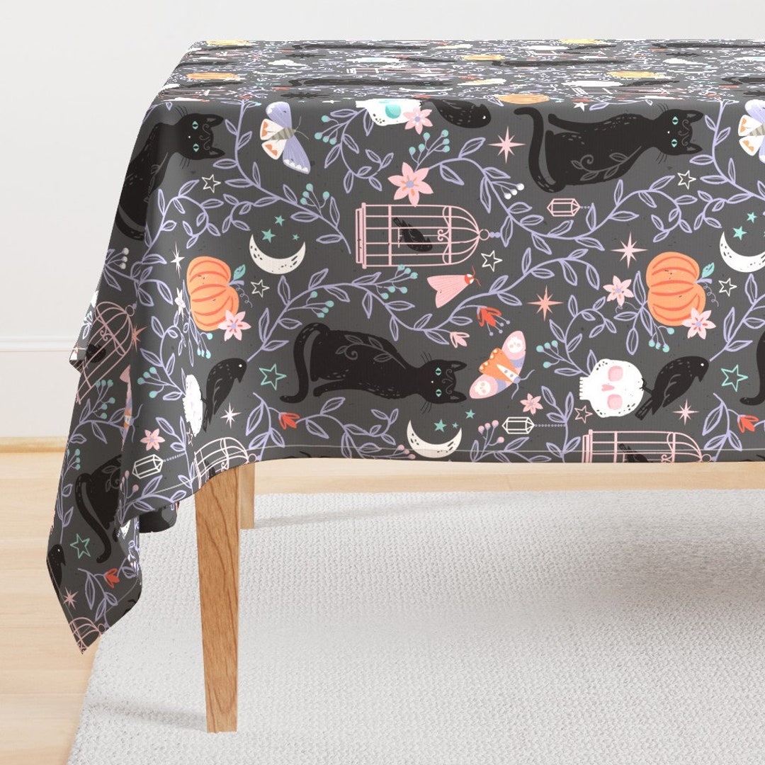 Cute Gothic Tablecloth Spooky Forest by Sally_mountain Floral Skull ...