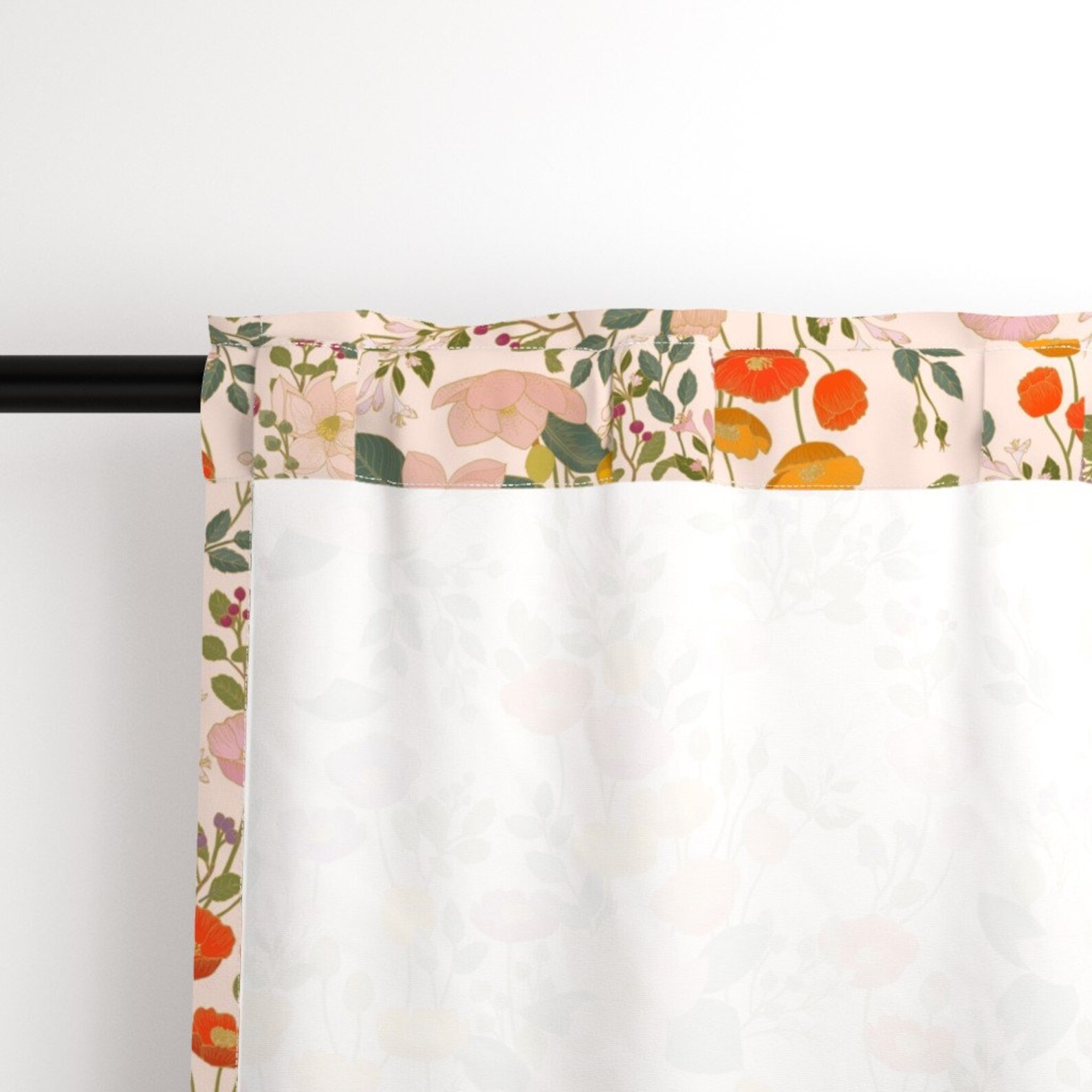 Colorful Poppy Curtain Panel - Romantic Floral Garden Poppies Botanical ...