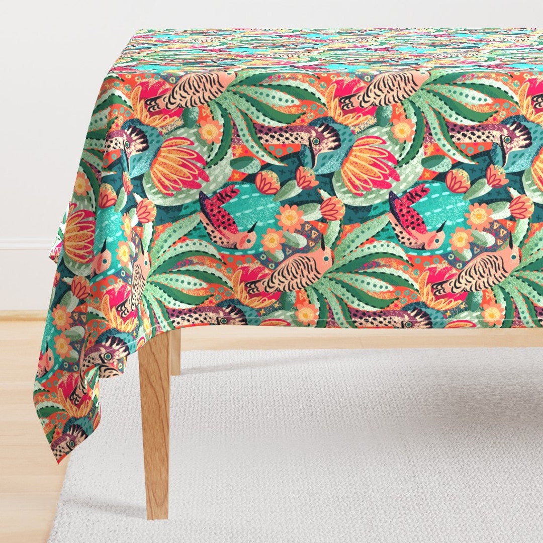 Maximalist Tablecloth Southwest Blooms and Birds by Taranealart Desert ...