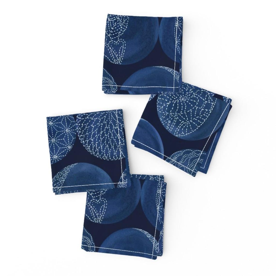Japanese Inspired Cocktail Napkins (set of 4) - Sashiko Moon Phases by ...