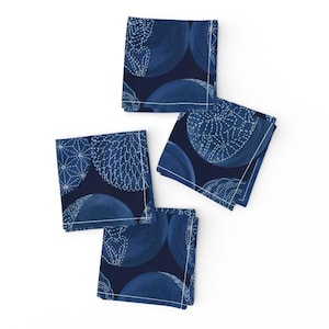 Japanese Inspired Cocktail Napkins (set of 4) - Sashiko Moon Phases by ...