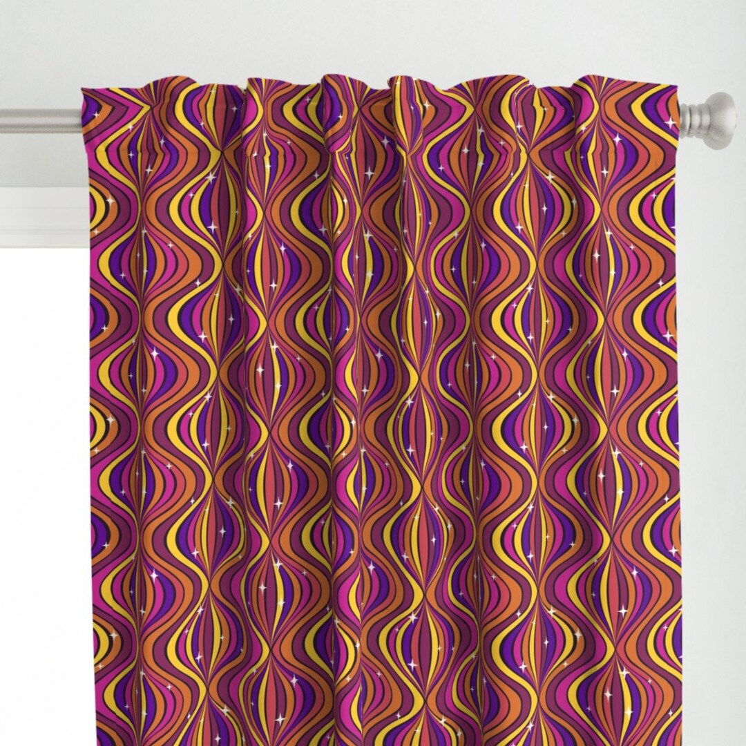 70s Retro Curtain Panel Boogie on Down by Dottieandcaro Groovy Wavy ...
