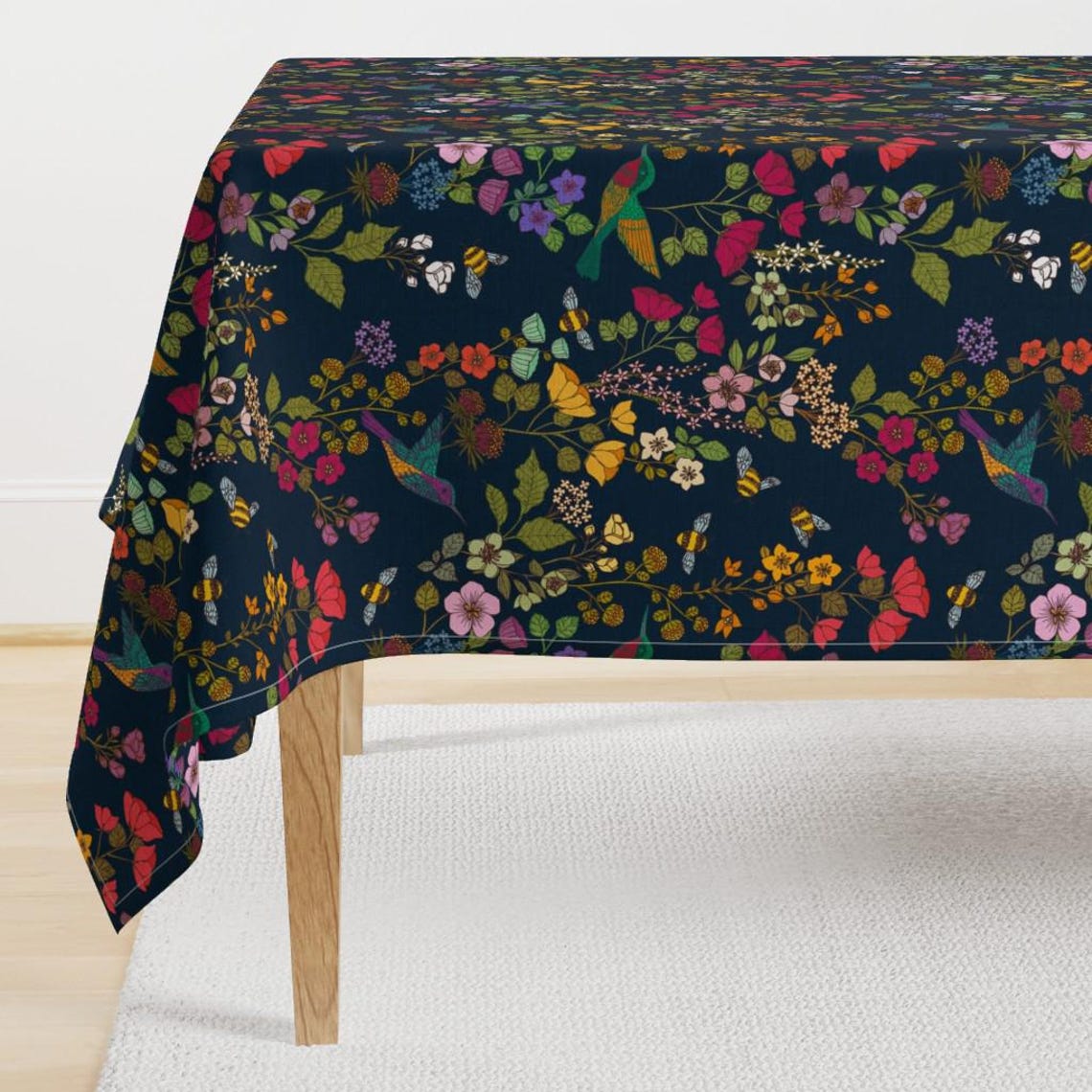 Victorian Tablecloth - Hummingbirds and Bees by Ceciliamok - Botanical ...