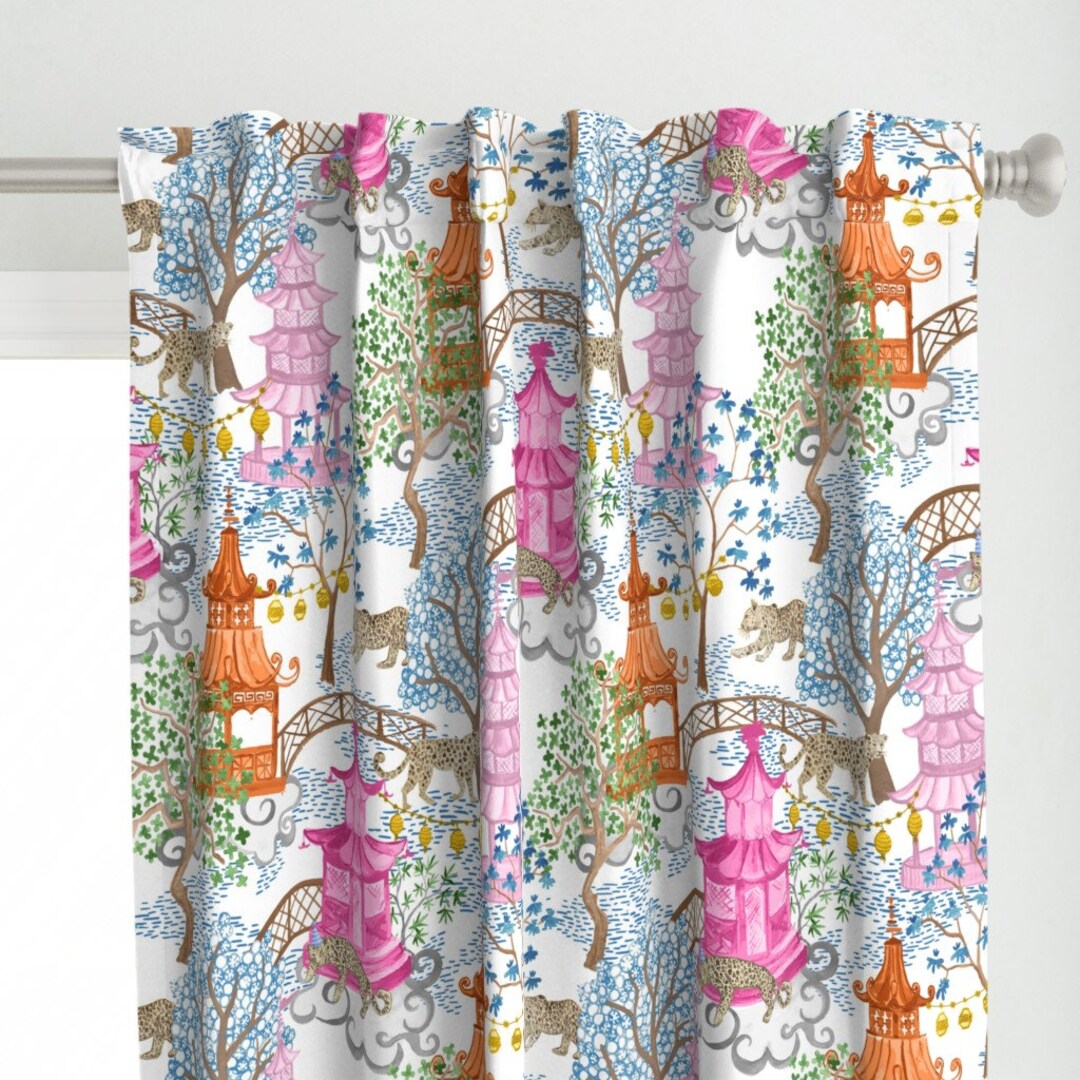 Chinoiserie Curtain Panel Pagoda Forest by Danika_herrick Pagoda ...