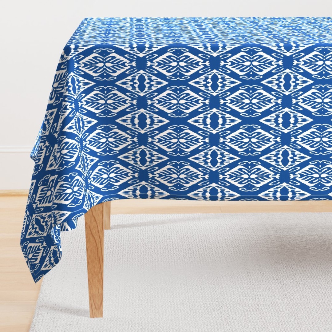 Cobalt Blue Ikat Tablecloth Diamond Ikat by Serendipity_textiles Boho ...