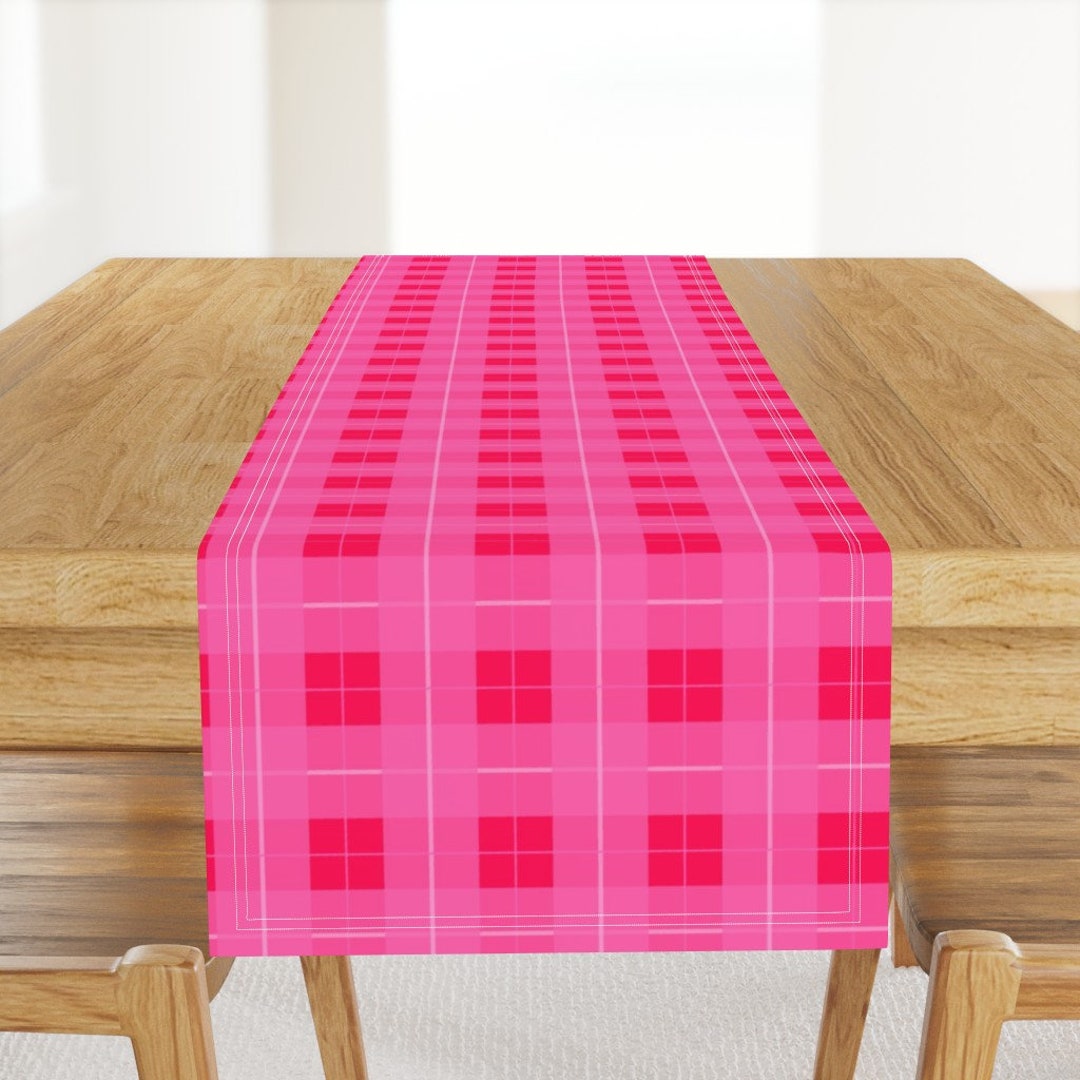 Bright Pink Table Runner Tartan Plaid in Hot Pink by ...