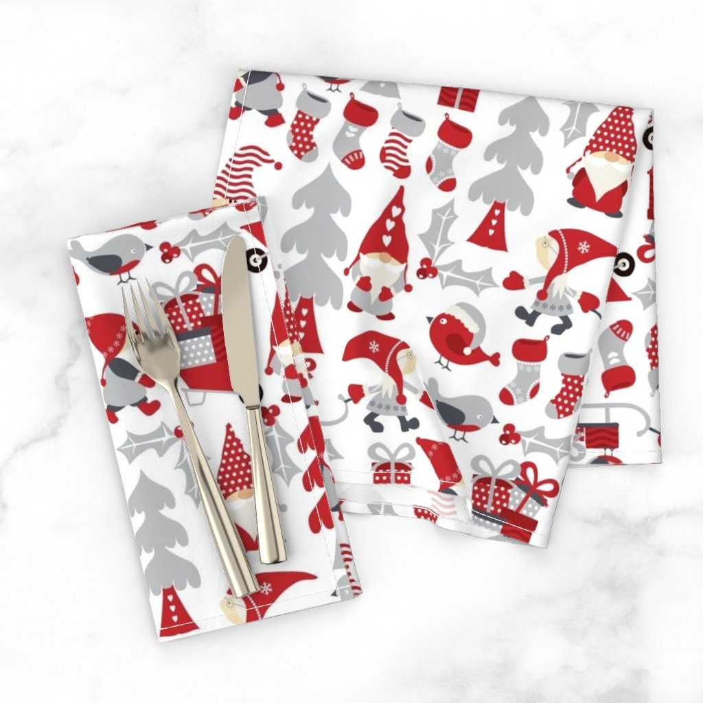 Christmas Elves Nisse Tomte Jul Gnomes Holiday Scandi Napkins sold by ...