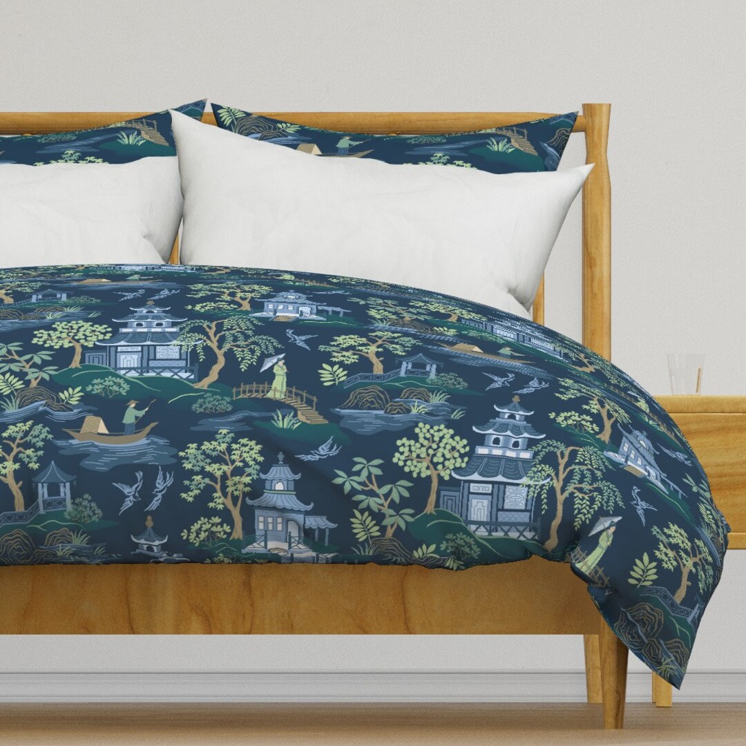 Chinoiserie Bedding Chinoiserie Dark Blue by Barbarapixton Large Scale ...