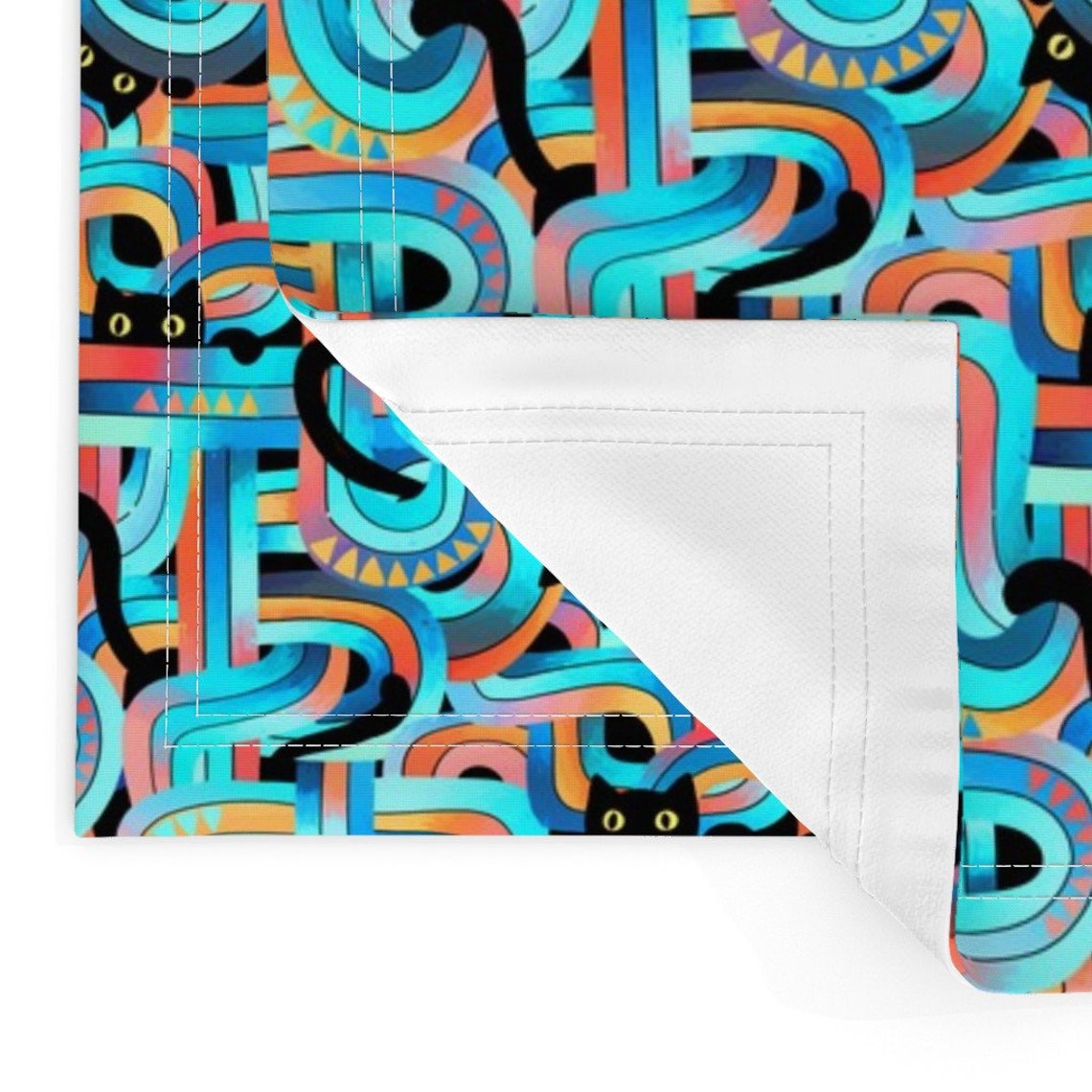 Cute Cats Placemats set of 2 Geo Cats Maze by Micklyn | Etsy