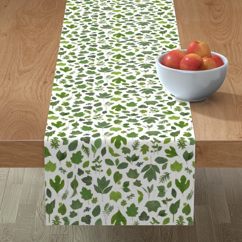Green Leaf Table Runner Green Leaves Of Summer by | Etsy