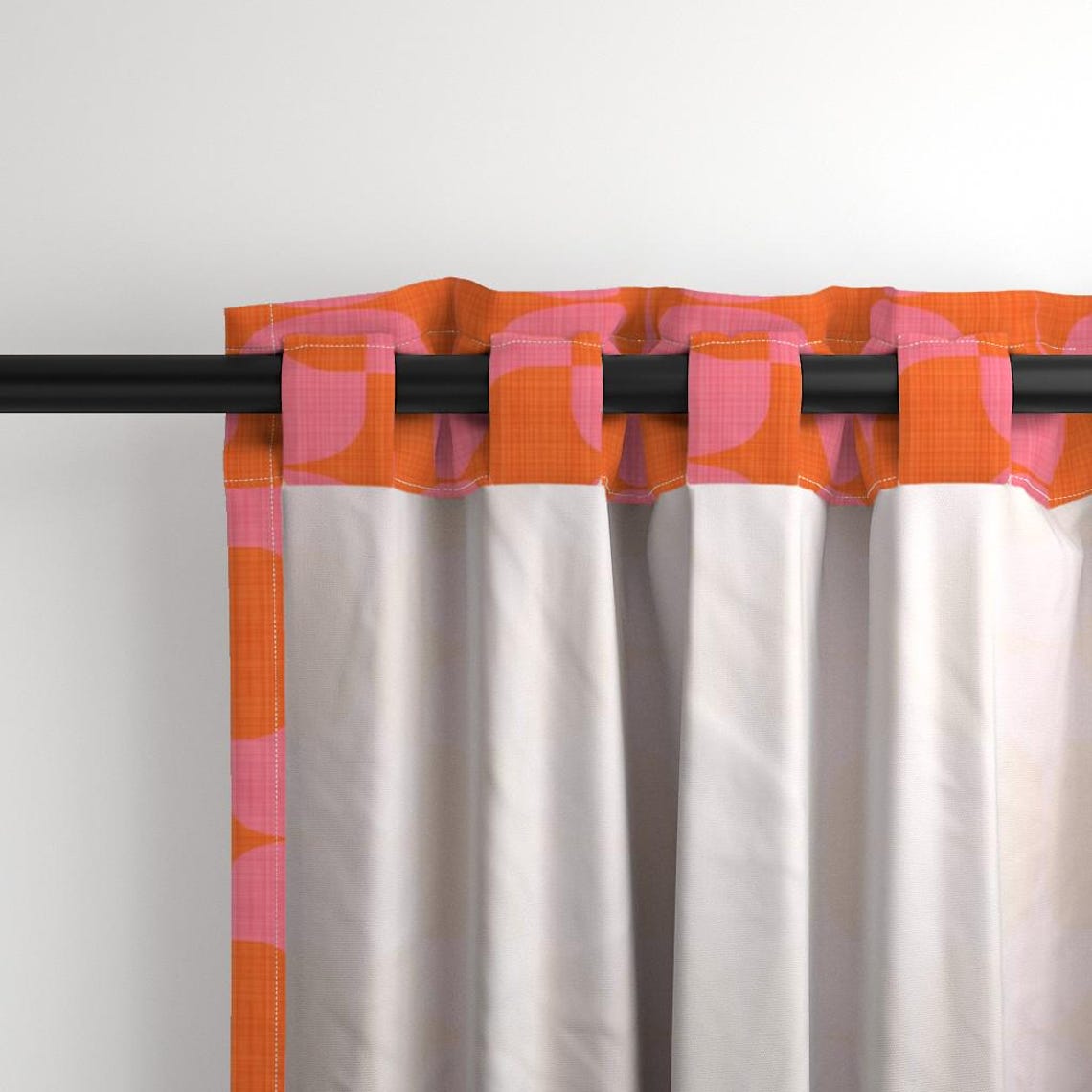 Orange Coral Curtain Panel - Bold Minimal Tessellate Mod Tangerine Red ...