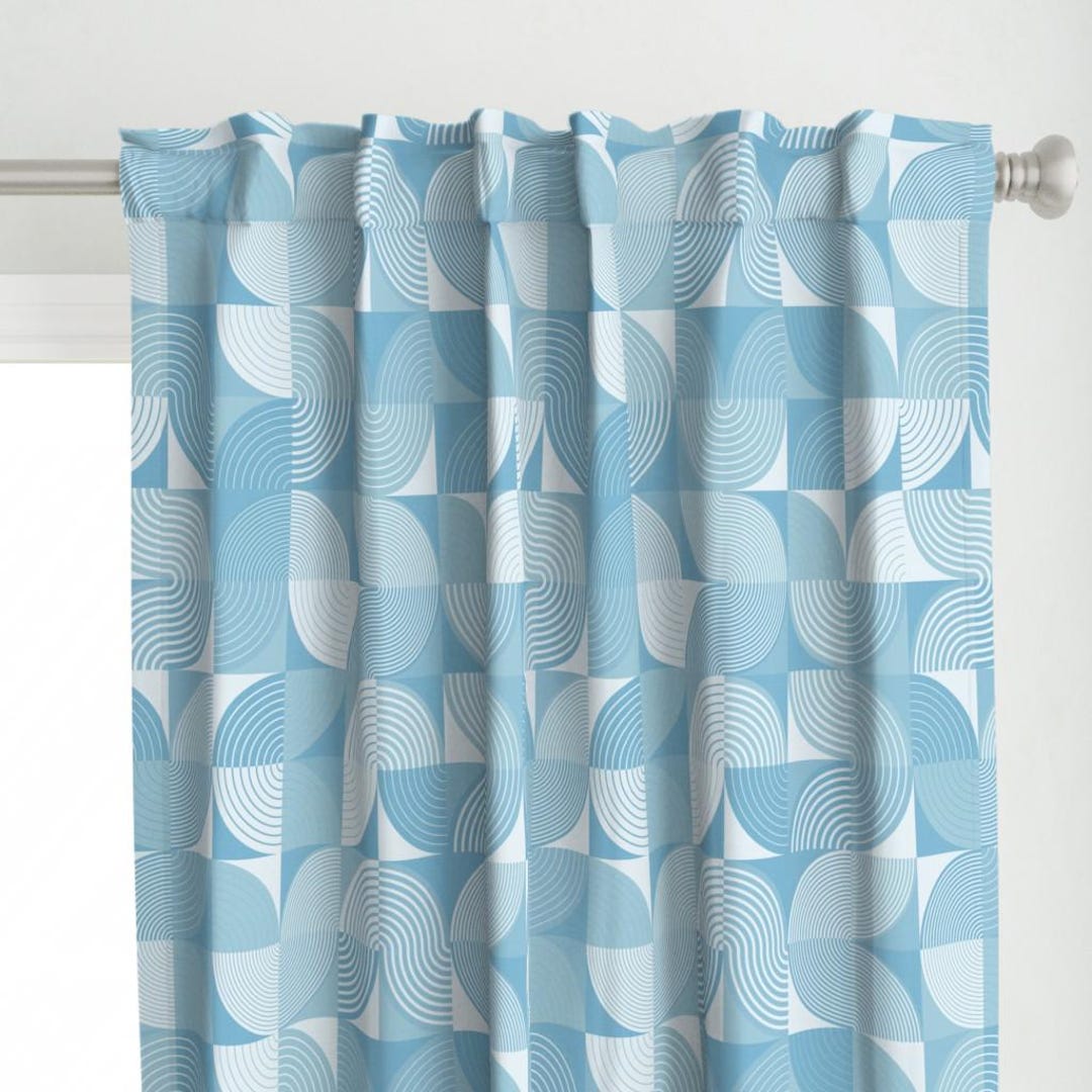 Geometric Shape Curtain Panel - Mod Sky Blue by Evamatise - Bauhaus ...