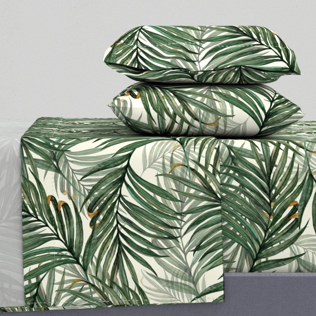 Vintage Style Sheets Palm Leaves by Chicca_besso Jungle Botanical Green ...