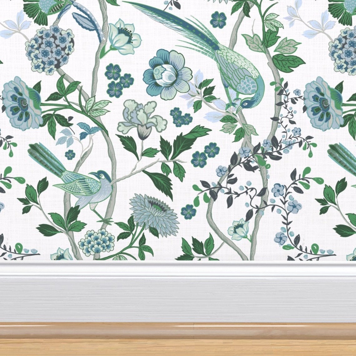 Traditional Non-pasted Wallpaper Chinoiserie Chintz Botanicals ...