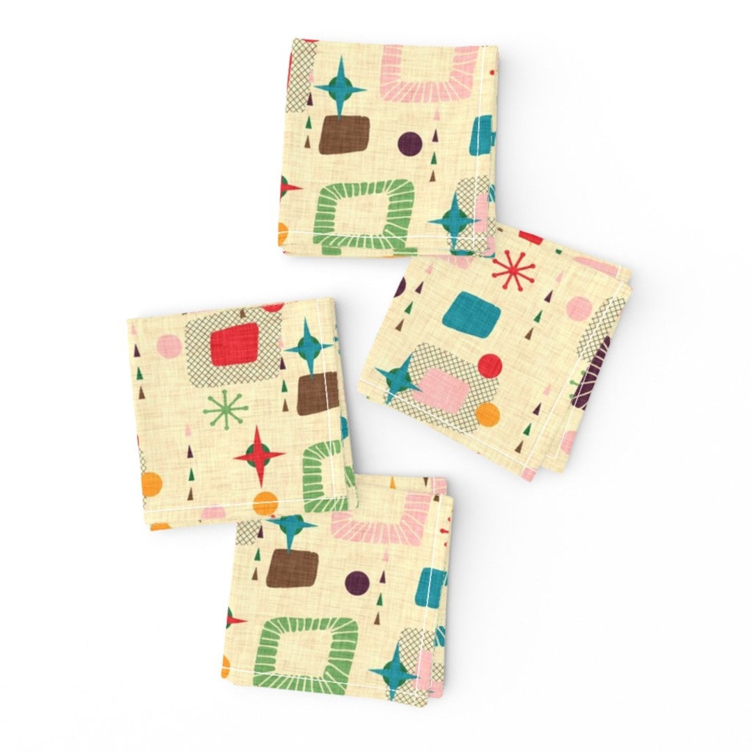 Retro 1950s Cocktail Napkins set of 4 1950s Atomic Pattern - Etsy