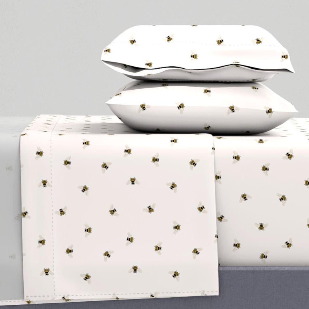 Pink Summer Bees Sheets - Honey Bees by Shelbyallison - Pale Pink ...