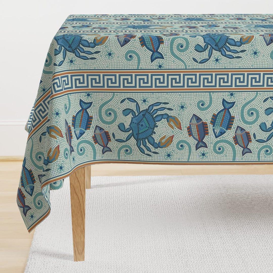 Crustacean Tablecloth - Crab Mosaic by Lily_studio - Beach Modern ...