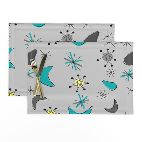 Retro Mod Placemats set of 2 1950s Atomic Pattern by - Etsy