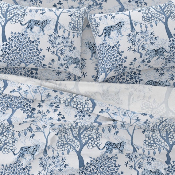 Leopard Chinoiserie Sheets Large Leopard Toile by - Etsy
