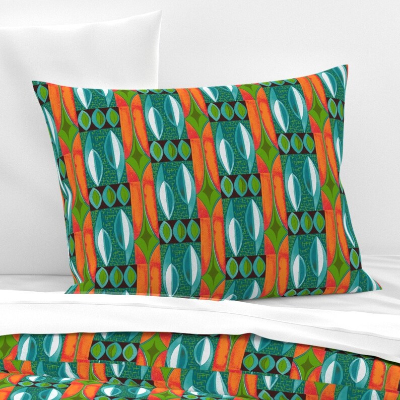 Mid Century Mod Pillow Sham Abstract Shield by - Etsy