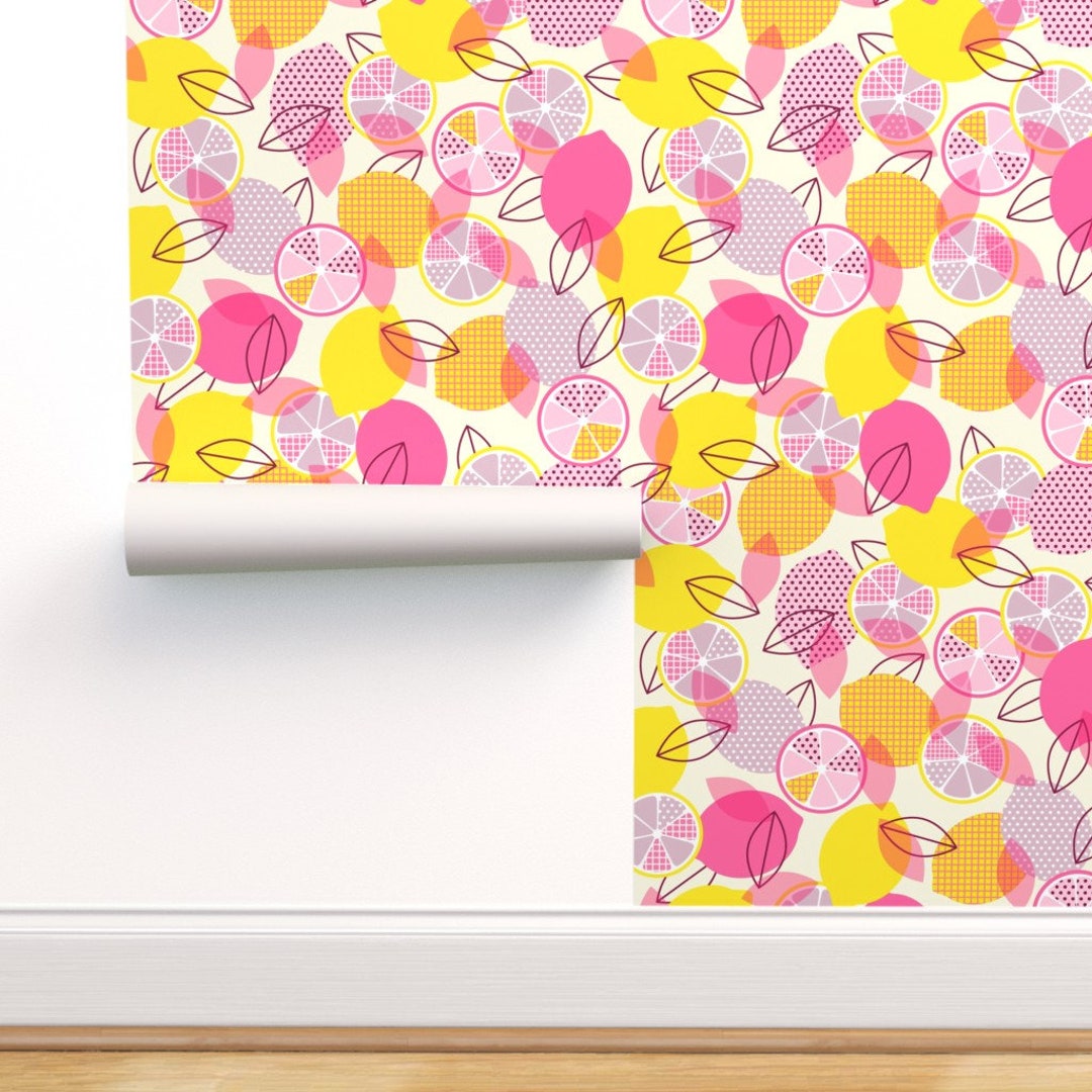 Mod Citrus Commercial Grade Wallpaper Pop Art Lemons by - Etsy