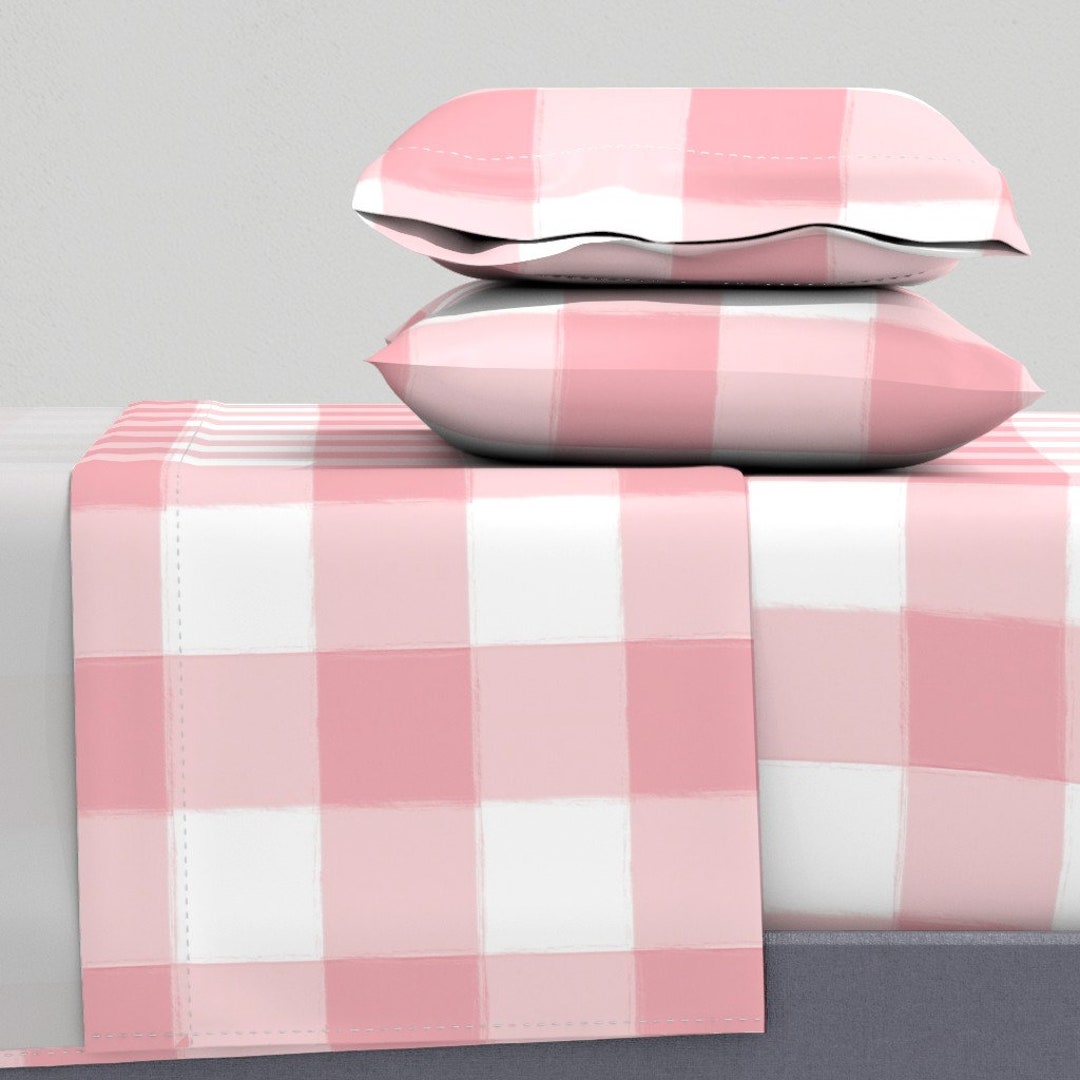 Large Buffalo Check Sheets Large Pink Buffalo Check by - Etsy