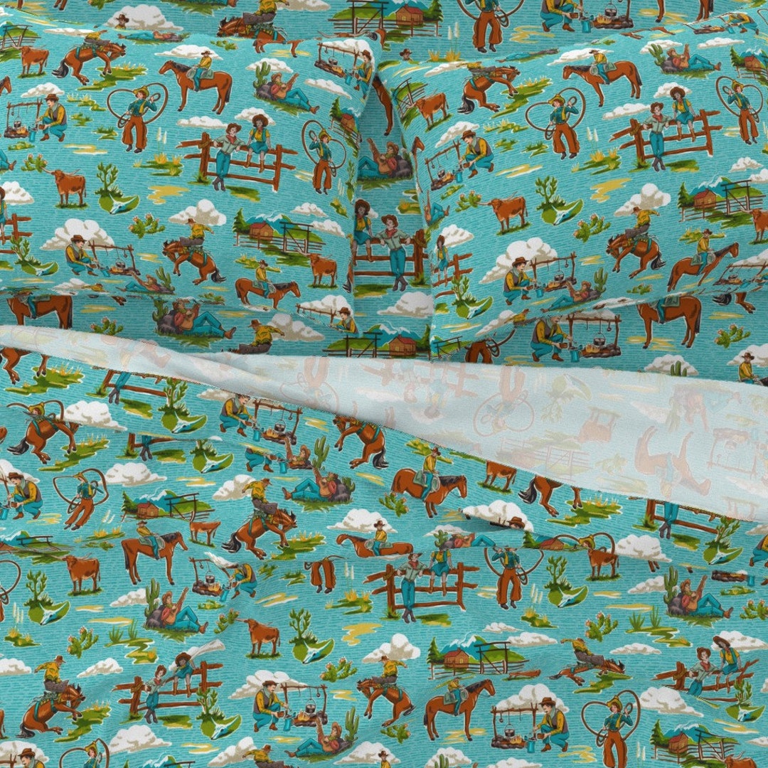 Rustic Country Sheets Out West Teal by Vinpauld Vintage - Etsy