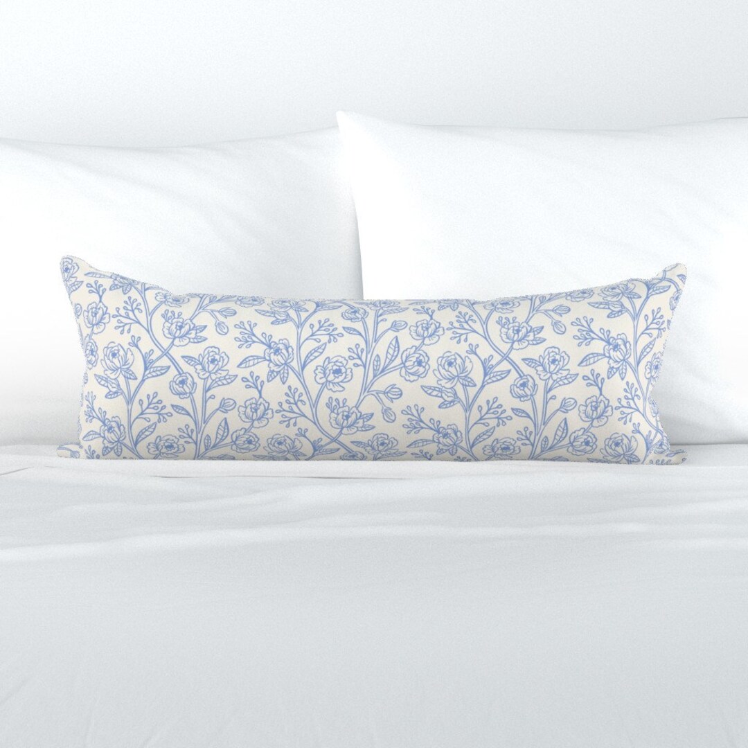 Simple Floral XL Lumbar Pillow Peonies in Periwinkle by Rabeccky ...