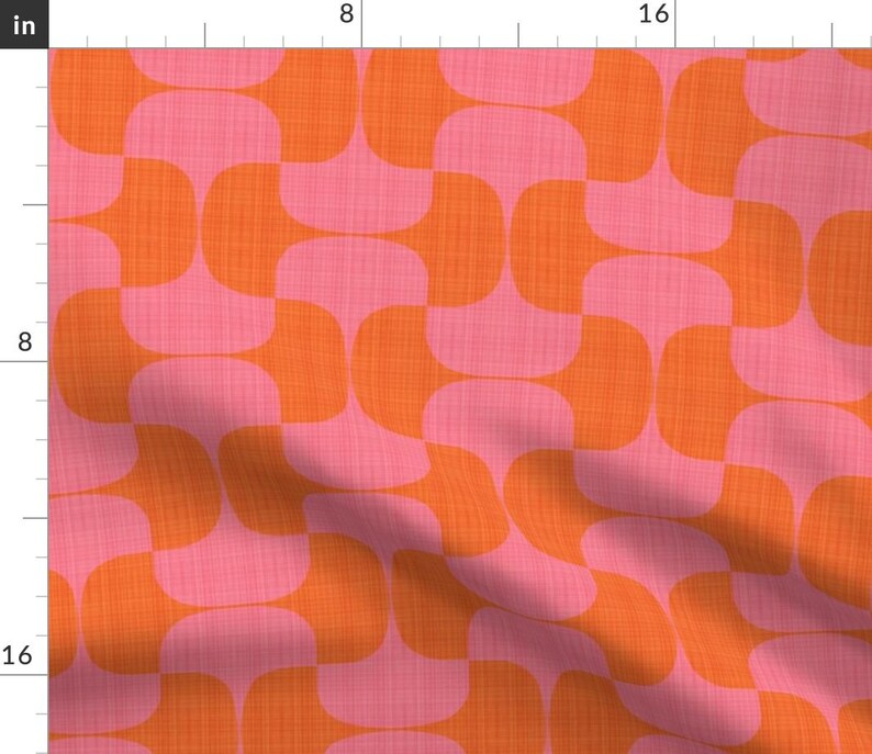 Orange Coral Curtain Panel - Bold Minimal Tessellate Mod Tangerine Red ...