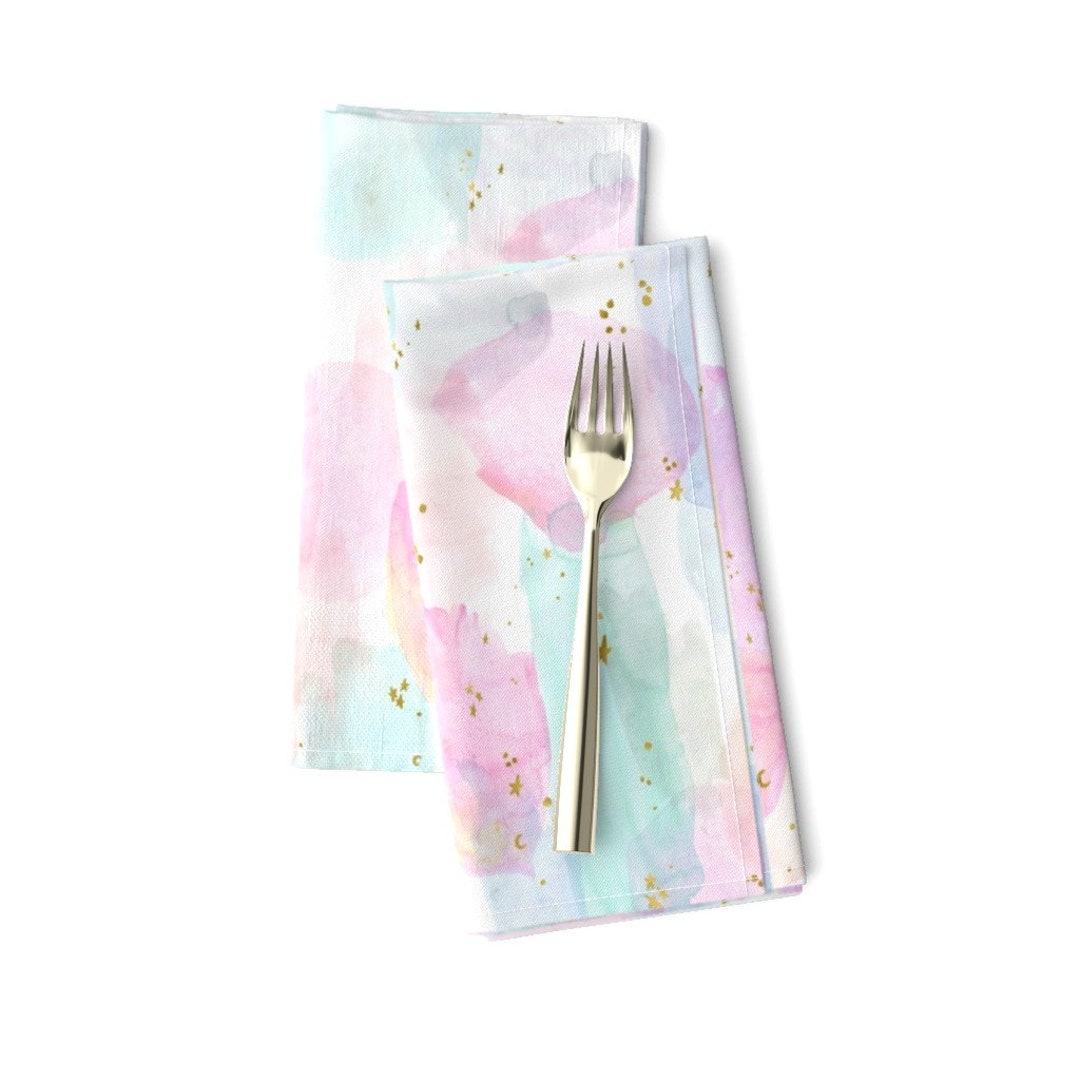 Pastel Dinner Napkins set of 2 Rainbow Stars by - Etsy