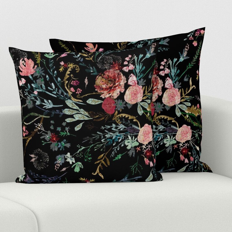 Botanical Throw Pillow Fable Floral by Nouveau_bohemian - Etsy