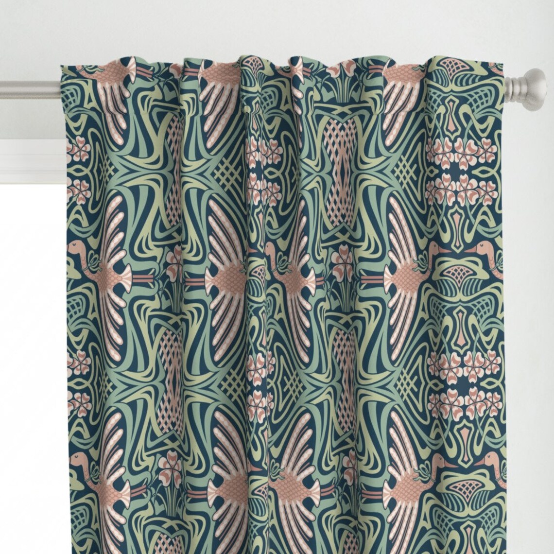 Art Nouveau Crane Curtain Panel I'll Fly Away by - Etsy