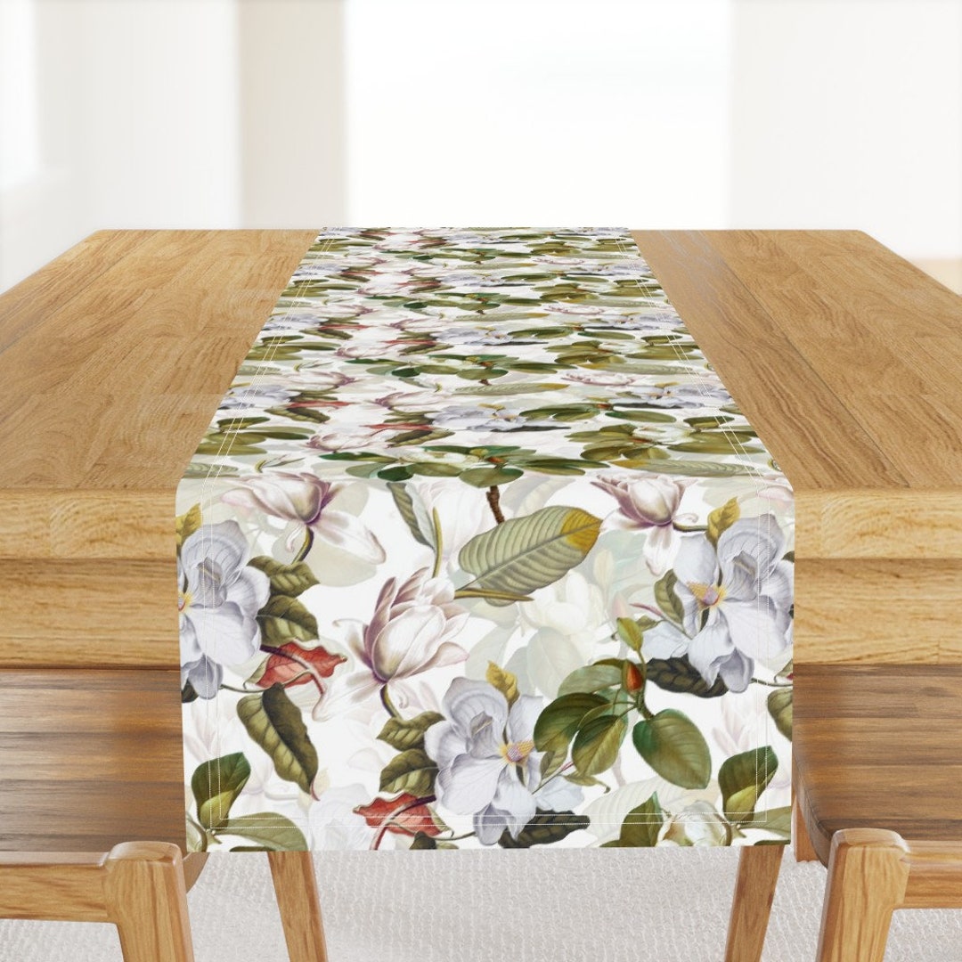 Magnolia Chintz Table Runner - Magnolia Blossoms by Utart - Vintage ...