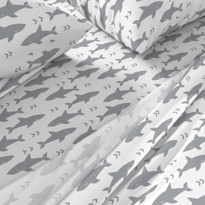Grey Shark Sheets Shark Fabric by Charlottewinter Nautical Boy Nursery ...