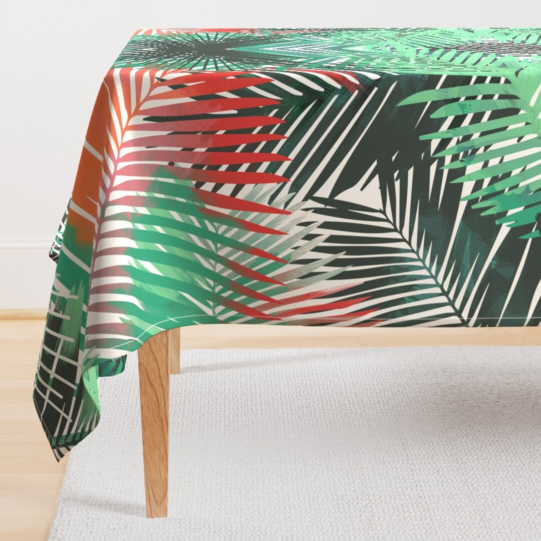 Tropical Tablecloth Yolandafronda by Allieh Palm Leaves Beach Jungle ...