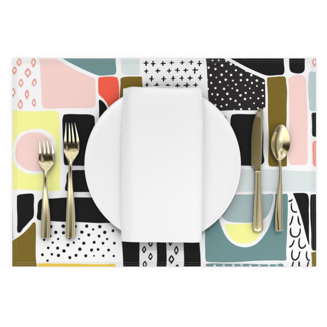 Bright Color Block Placemats Set of 2 Bold Colorblocking | Etsy