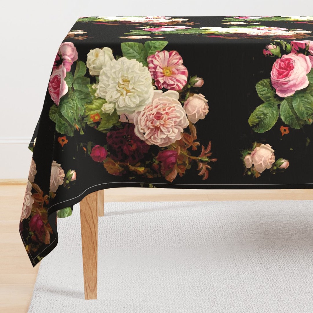 Moody Gothic Floral Tablecloth Dark Floral by Etienne Vintage Garden ...