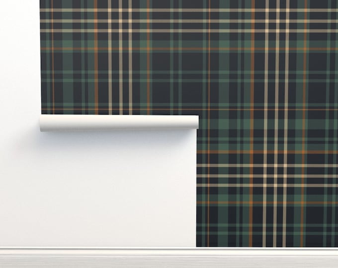 Dark Green Check Wallpaper Modern Tartan Plaid by Tessab_studio Rustic ...