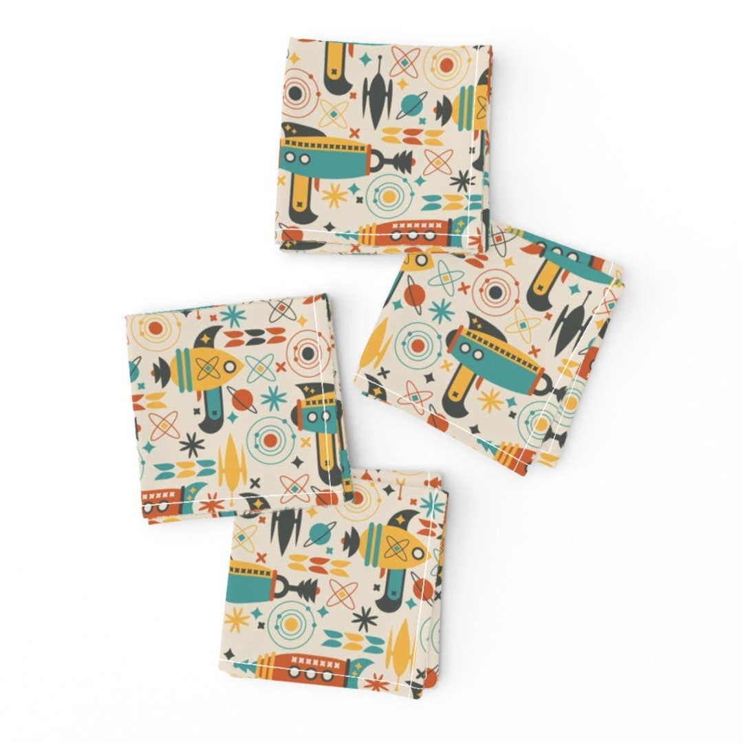 Atomic Retro Cocktail Napkins set of 4 Atomic Retro Space - Etsy