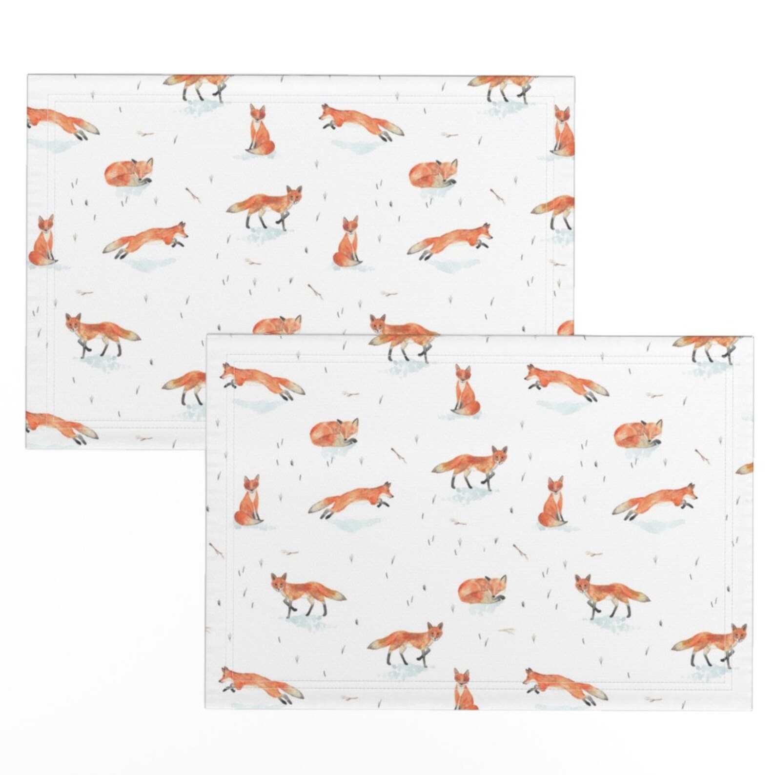 Watercolor Fox Placemats set of 2 Winter Fox large by - Etsy
