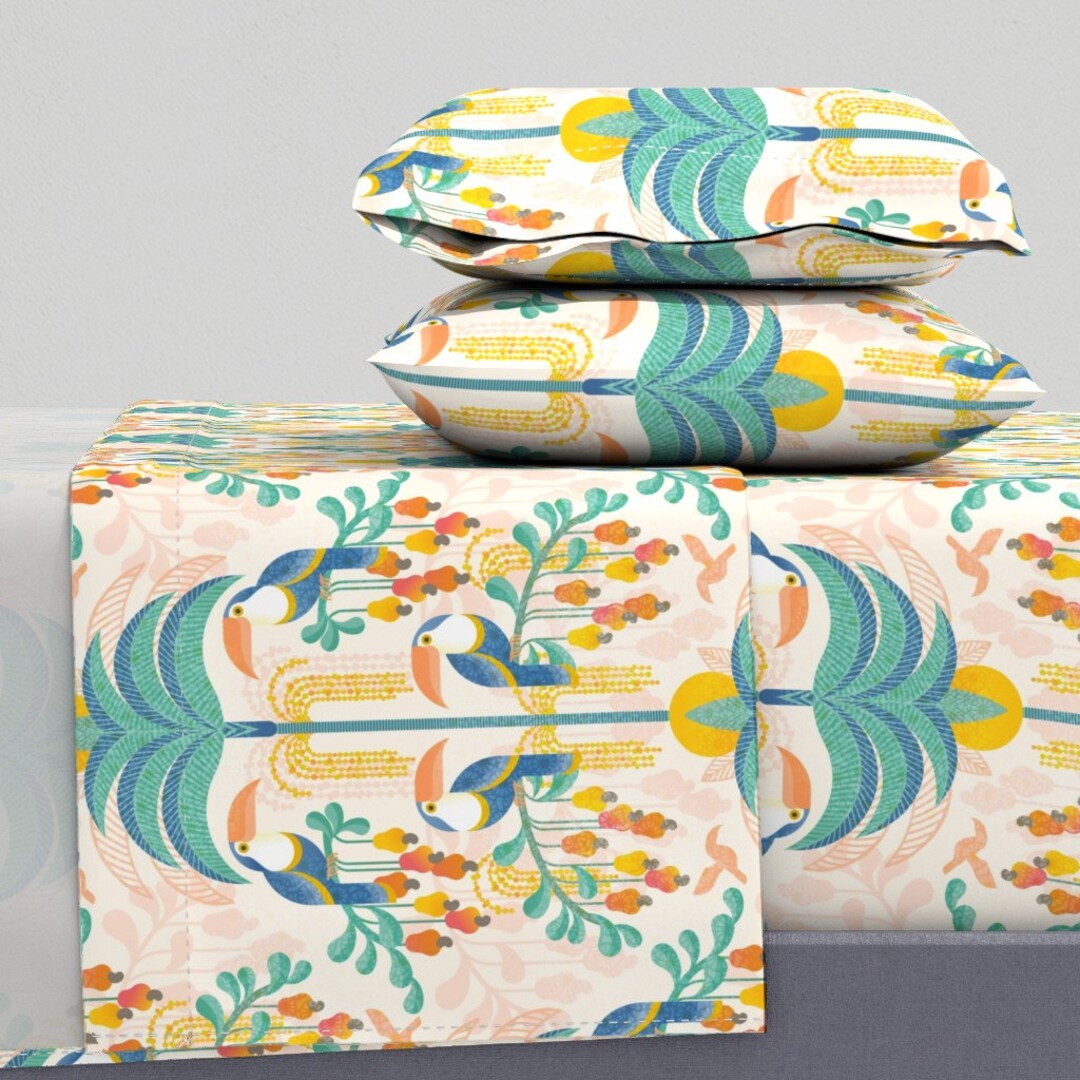 Tropical Damask Sheets Toucans in the Rainforest by - Etsy