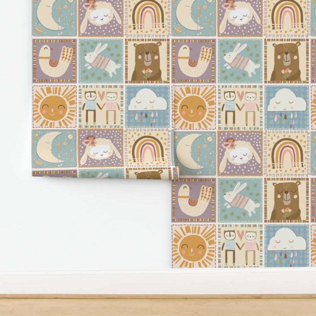 Baby Quilt Topper Non-pasted Wallpaper Soft Pastels Wholecloth ...