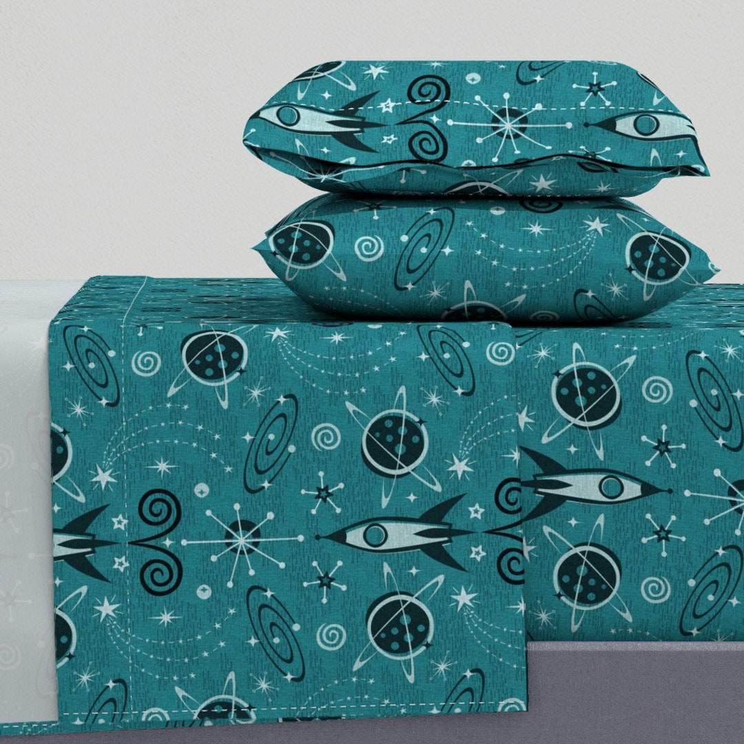 Atomic Space Sheets Atomic Space Age Damask by Studioxtine Mid Century ...
