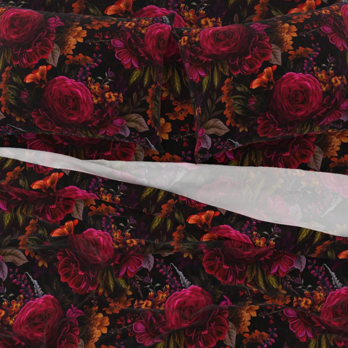 Moody Floral Sheets - Antique Painted Roses by Utart - Gothic Flower ...