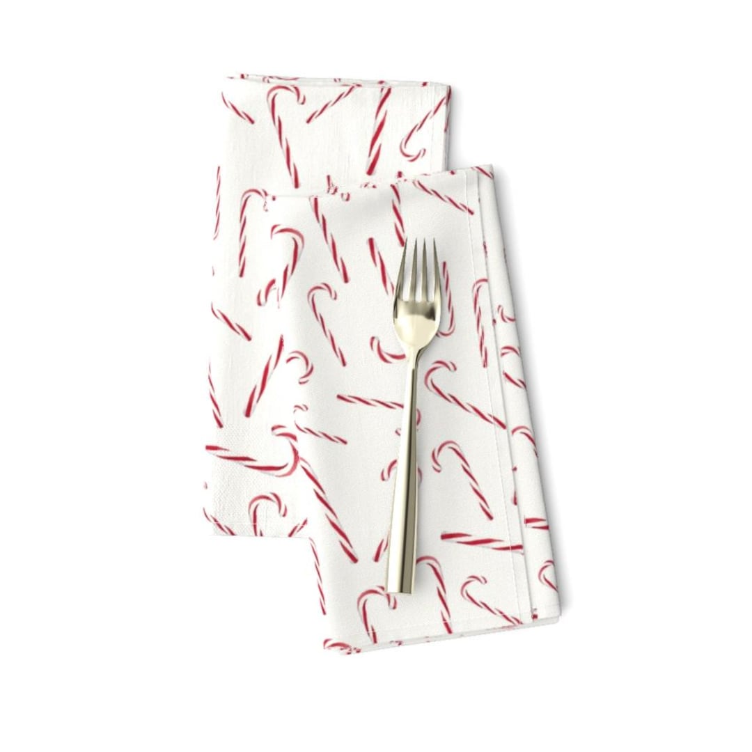 Candy Canes Dinner Napkins Set of 2 - Winter Holiday Christmas Candy ...