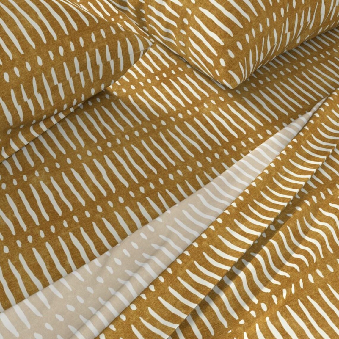 Mustard Mudcloth Sheets - Mustard Dashes by Littlearrowdecor - Bohemian ...