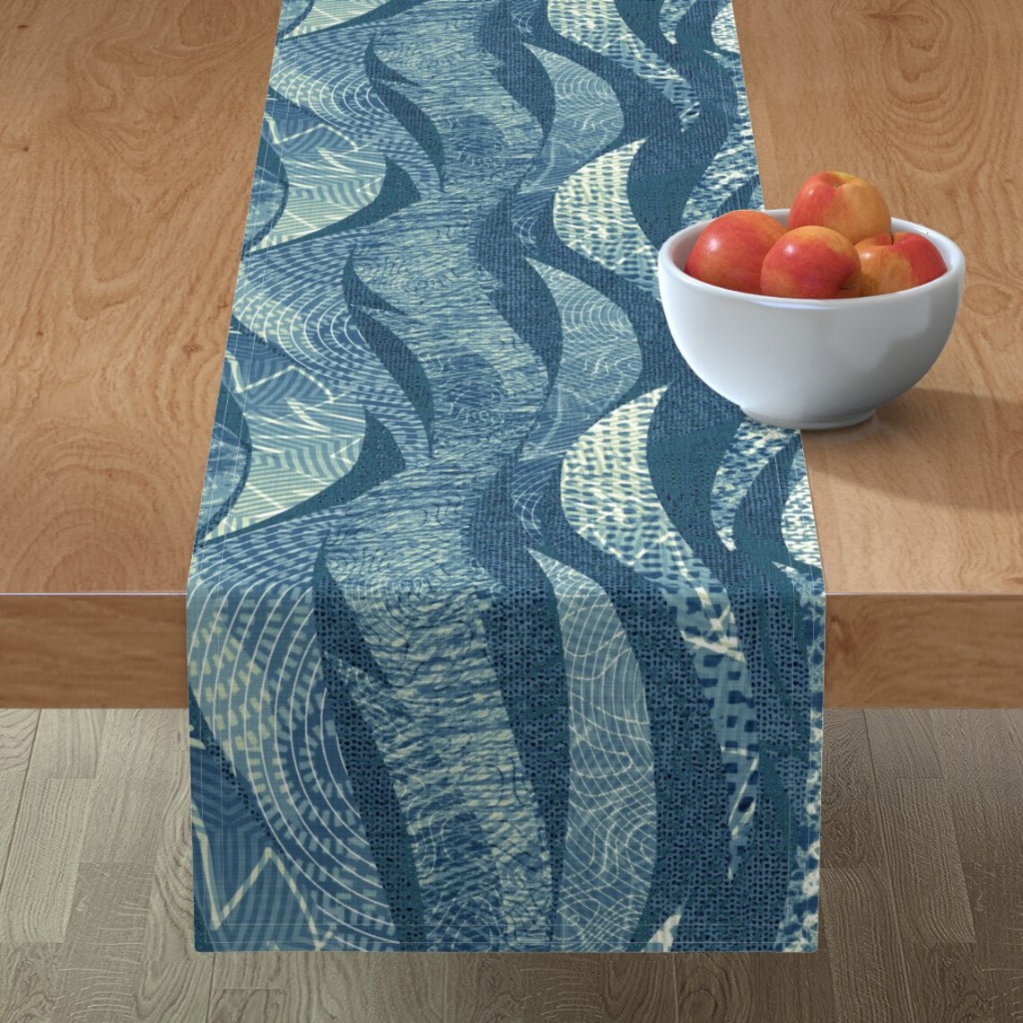 Abstract Ocean Table Runner Navy Landscape Hill by - Etsy