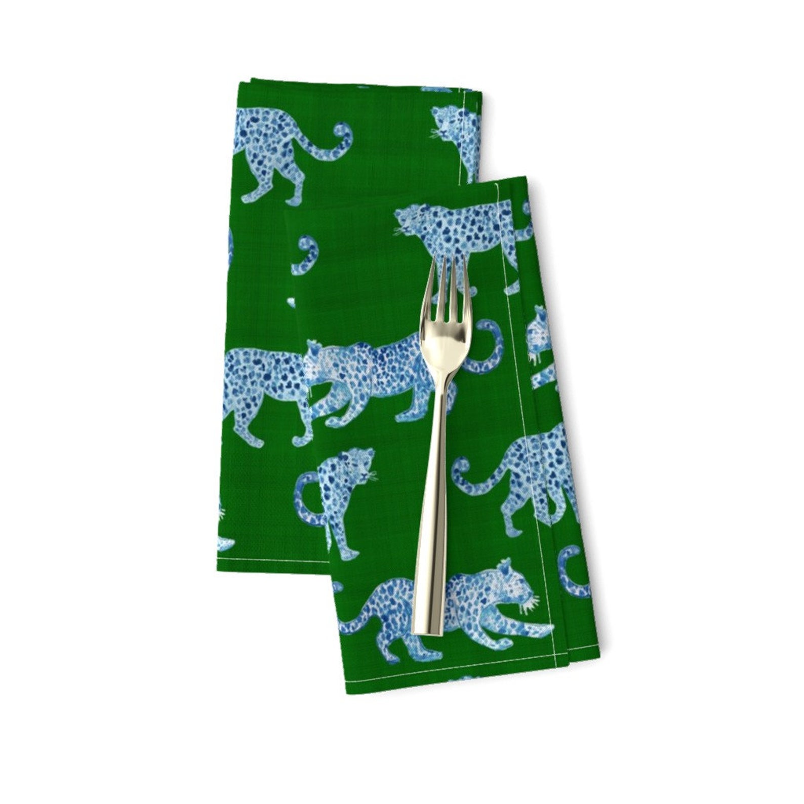 Leopard On Green Dinner Napkins Set of 2 Leopard Parade | Etsy